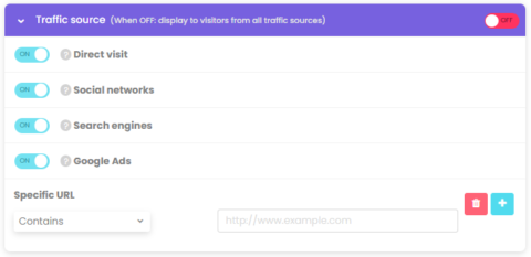 Traffic Source Targeting Poptin